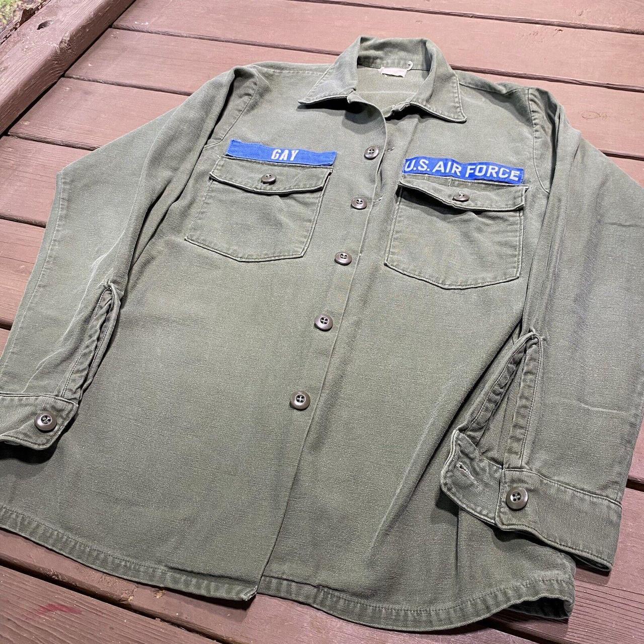 Vintage US Air Force OG 107 Shirt Men Med Green... - Depop