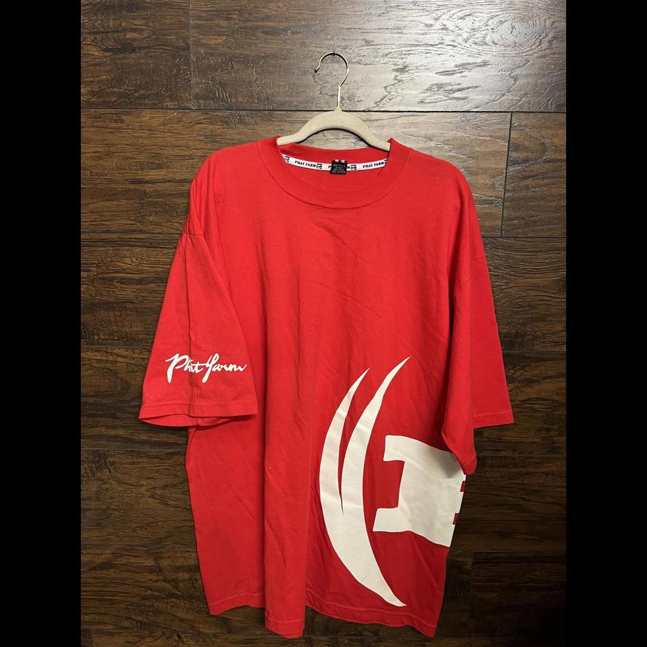 Phat Farm Boxy Blow Up Logo Red T-shirt Made in... - Depop