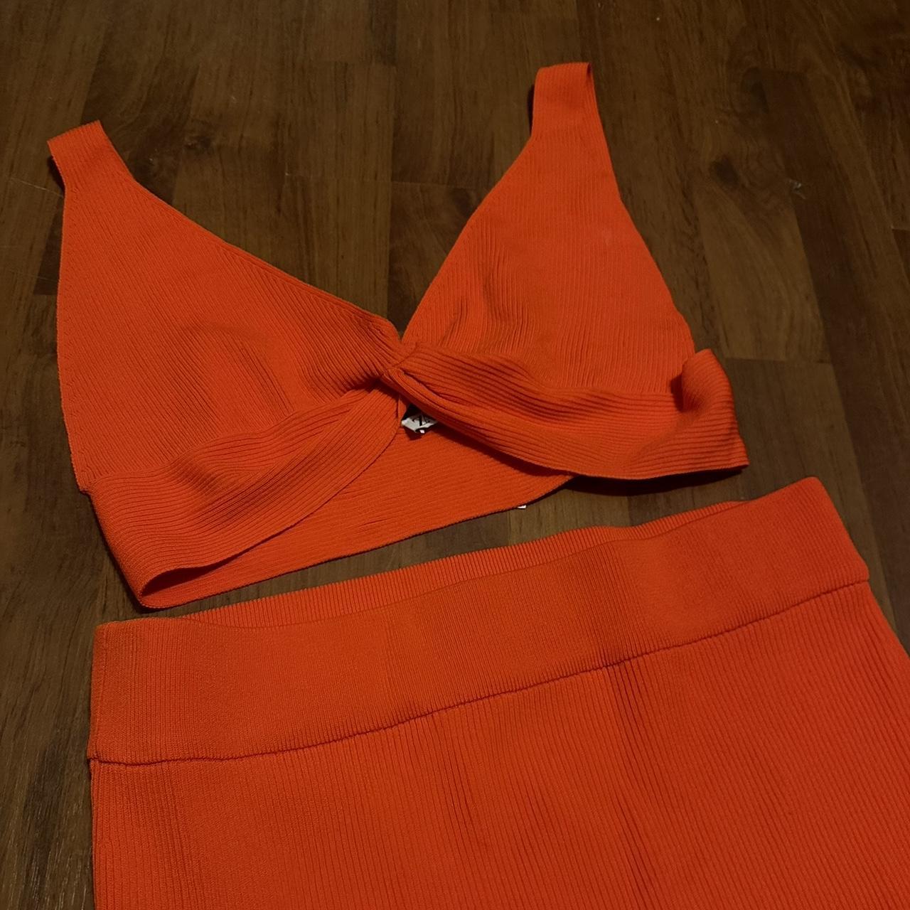 ZARA RIBBED KNIT SET IN RED ORANGE comes in a set,... - Depop