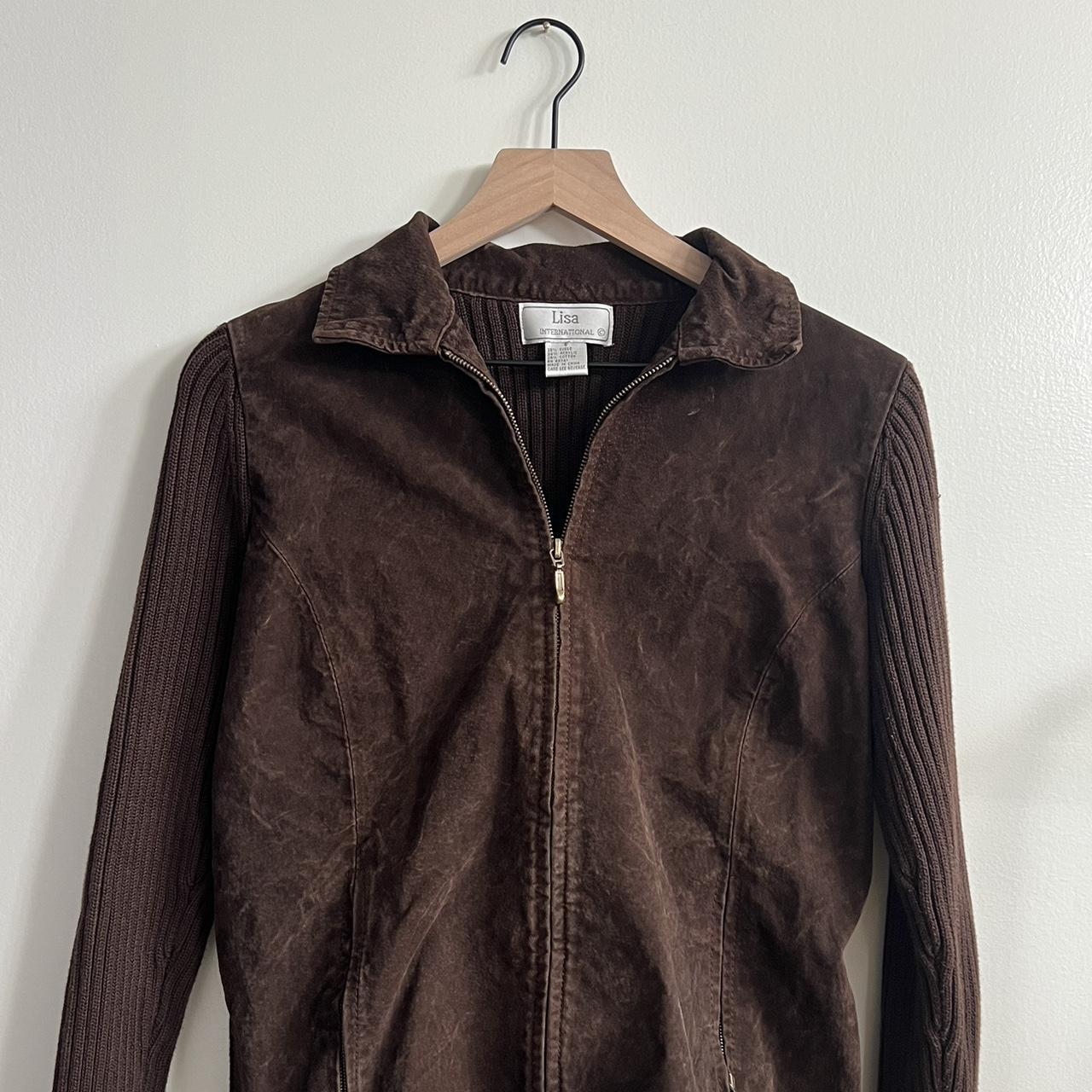 Vintage Brown Suede Sweater Zip-Up Jacket 🤎 23.5... - Depop