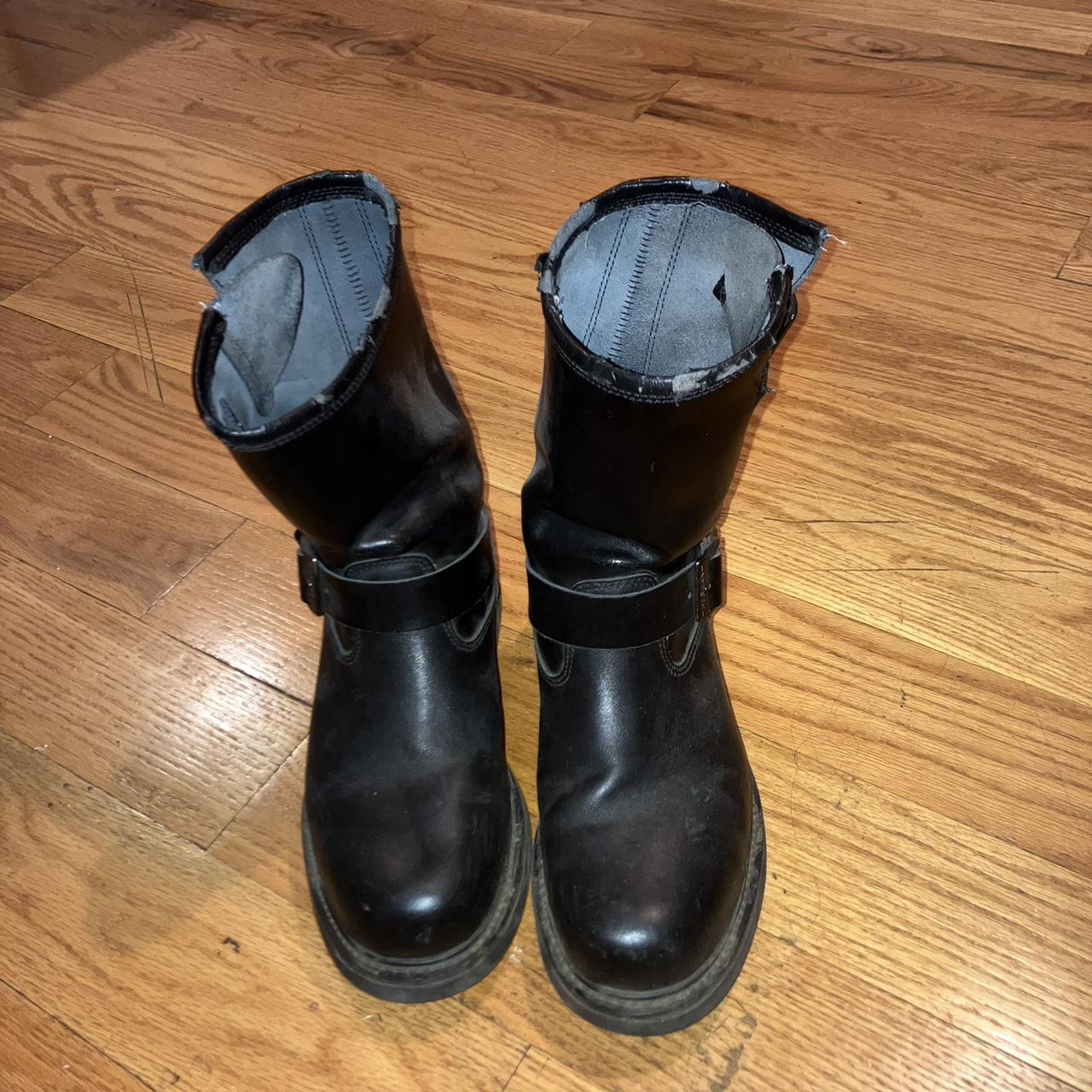 Sturdy men’s black leather boots. Real leather.... - Depop