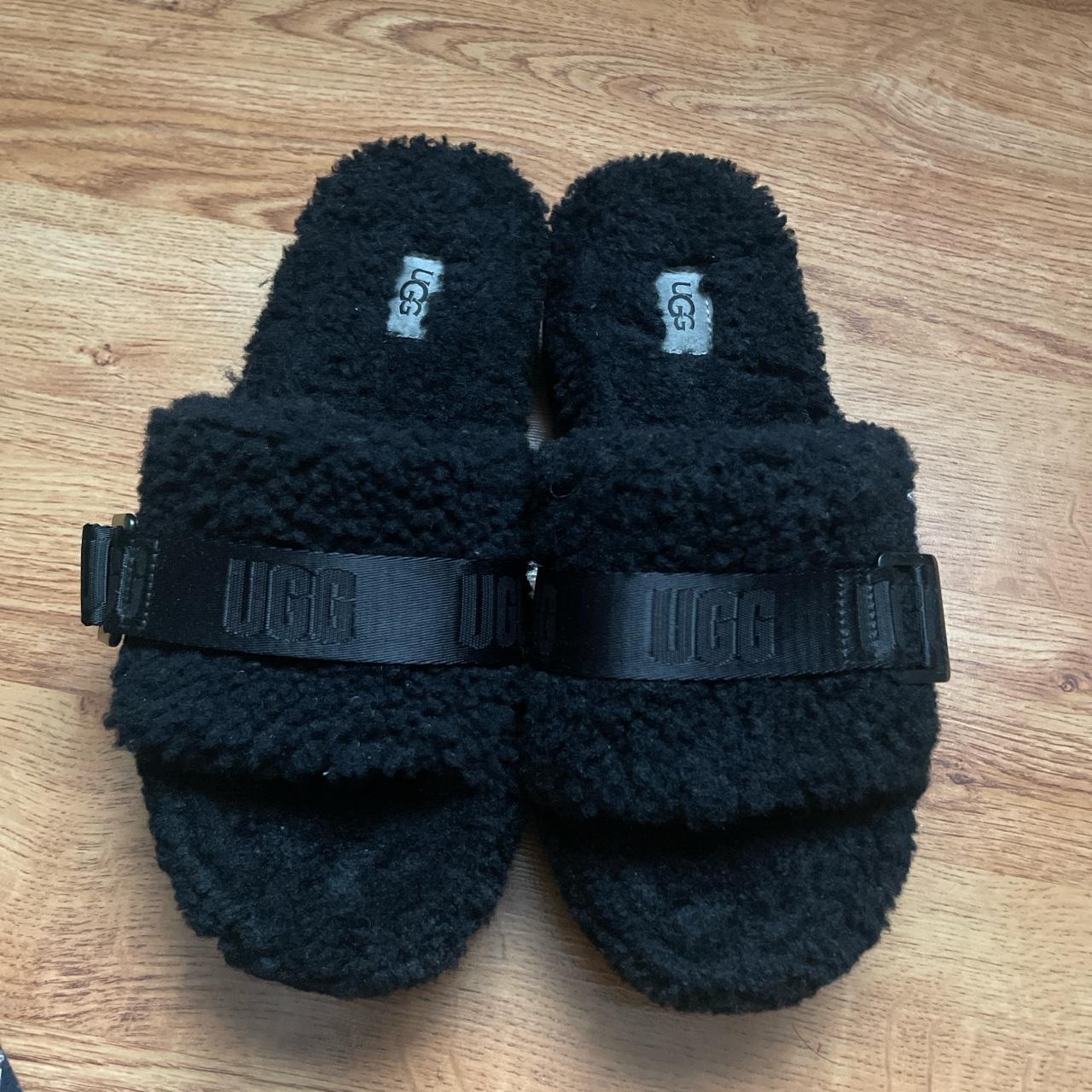black platform ugg slides #uggslides only worn 3x max - Depop