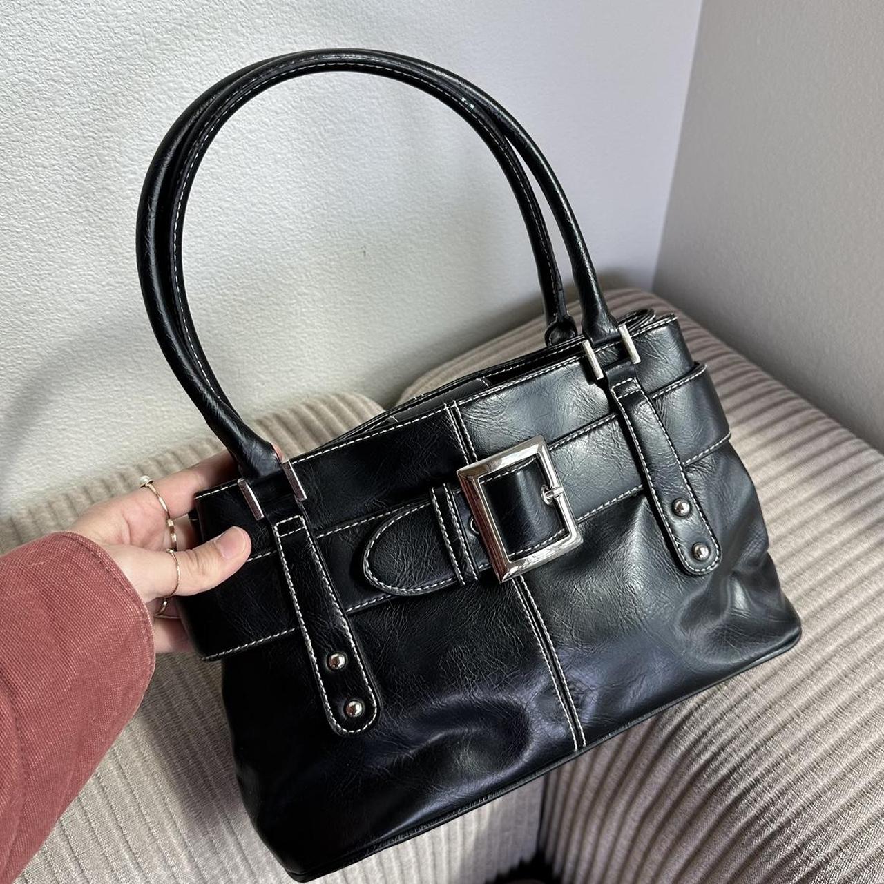 Black St. John’s bay purse with big buckle on front - Depop