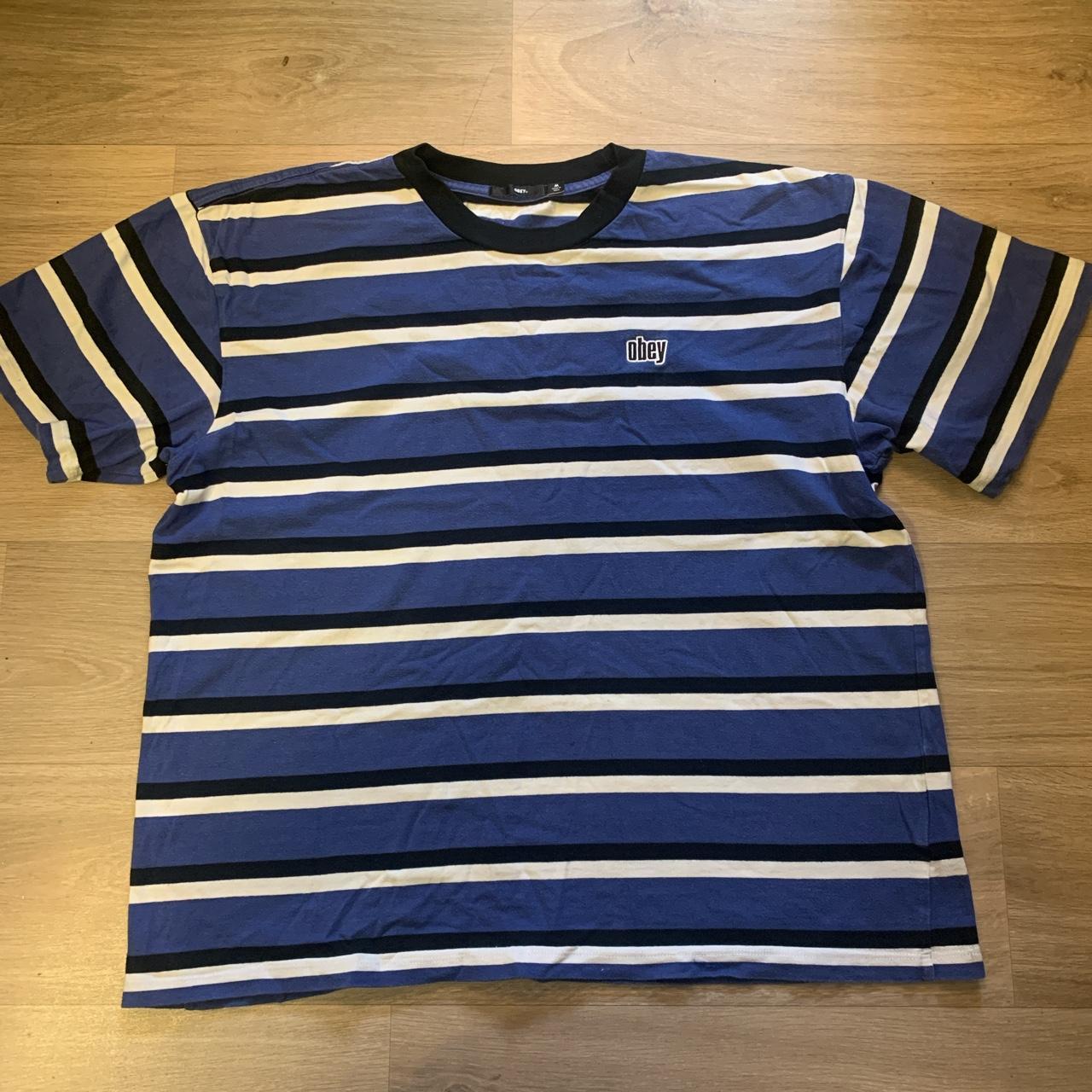 OBEY STRIPED TEE - SIZE MEDIUM (MENS) Condition -... - Depop