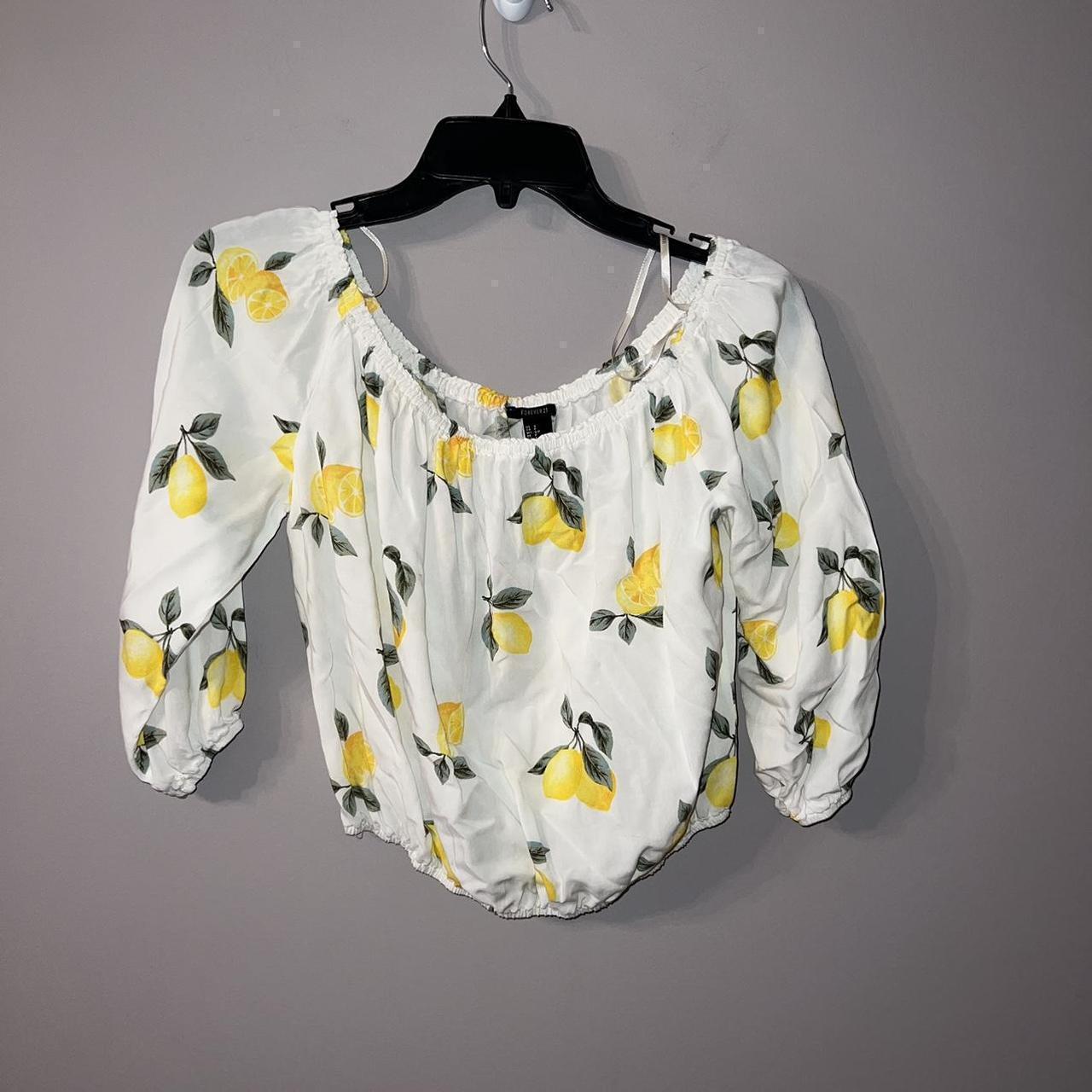 Off the shoulder lemon crop top forever 21... - Depop