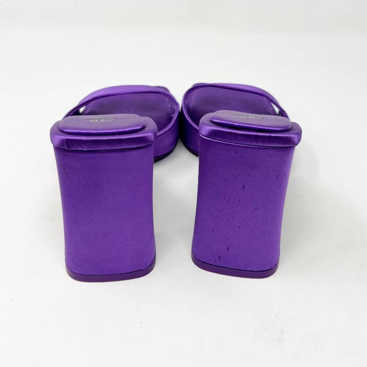 Zara purple satin block heel open toe mules Size 37... - Depop