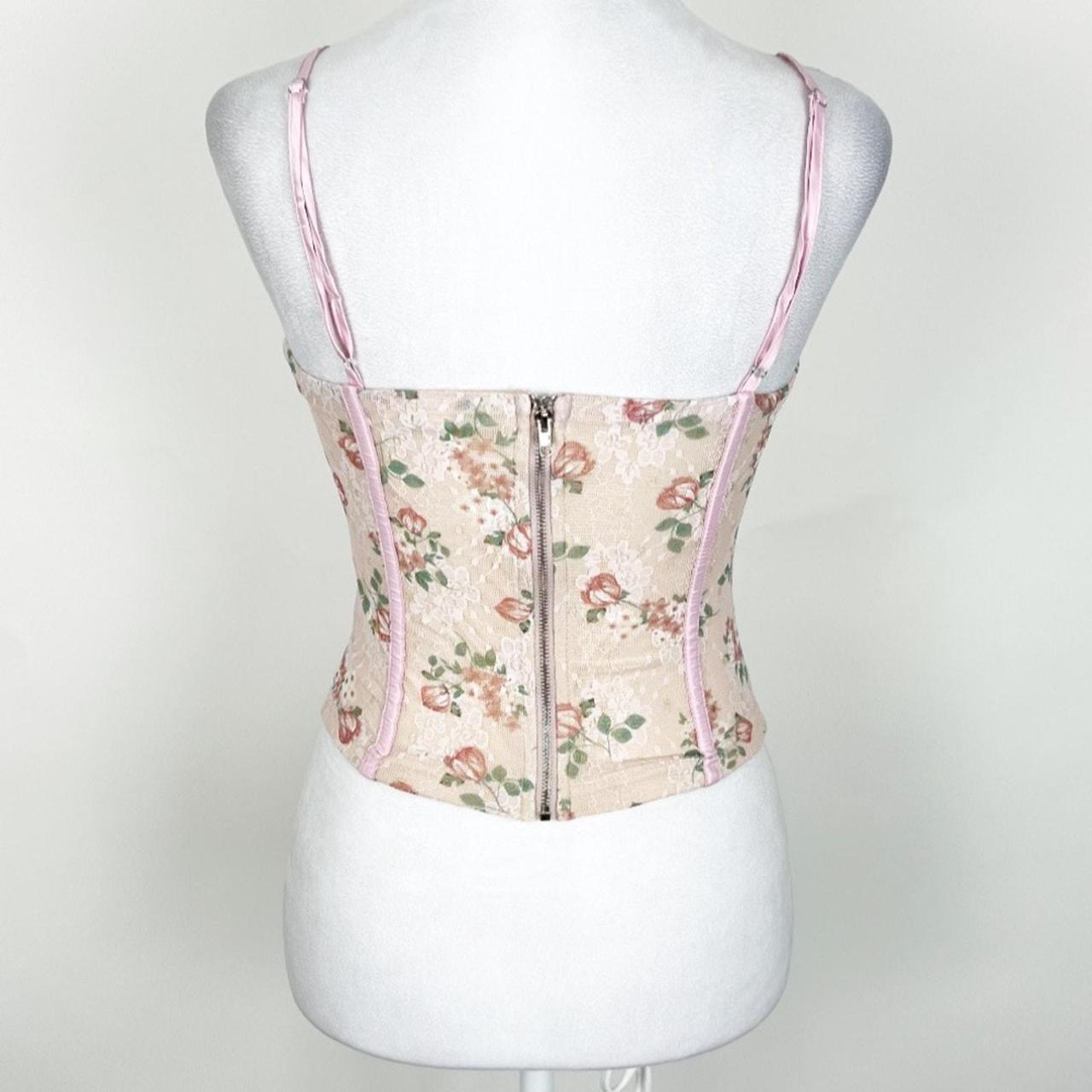 Pretty Garbage floral lace corset top Size... | Depop