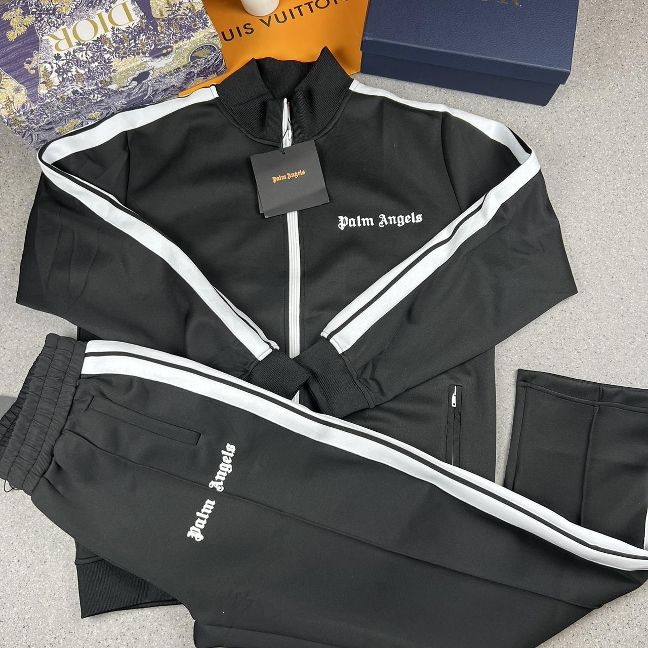 Palm angels tracksuit in black Top and bottoms... - Depop