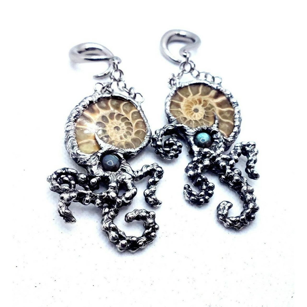A cute handmade pair of Ammonite Fossil &... - Depop
