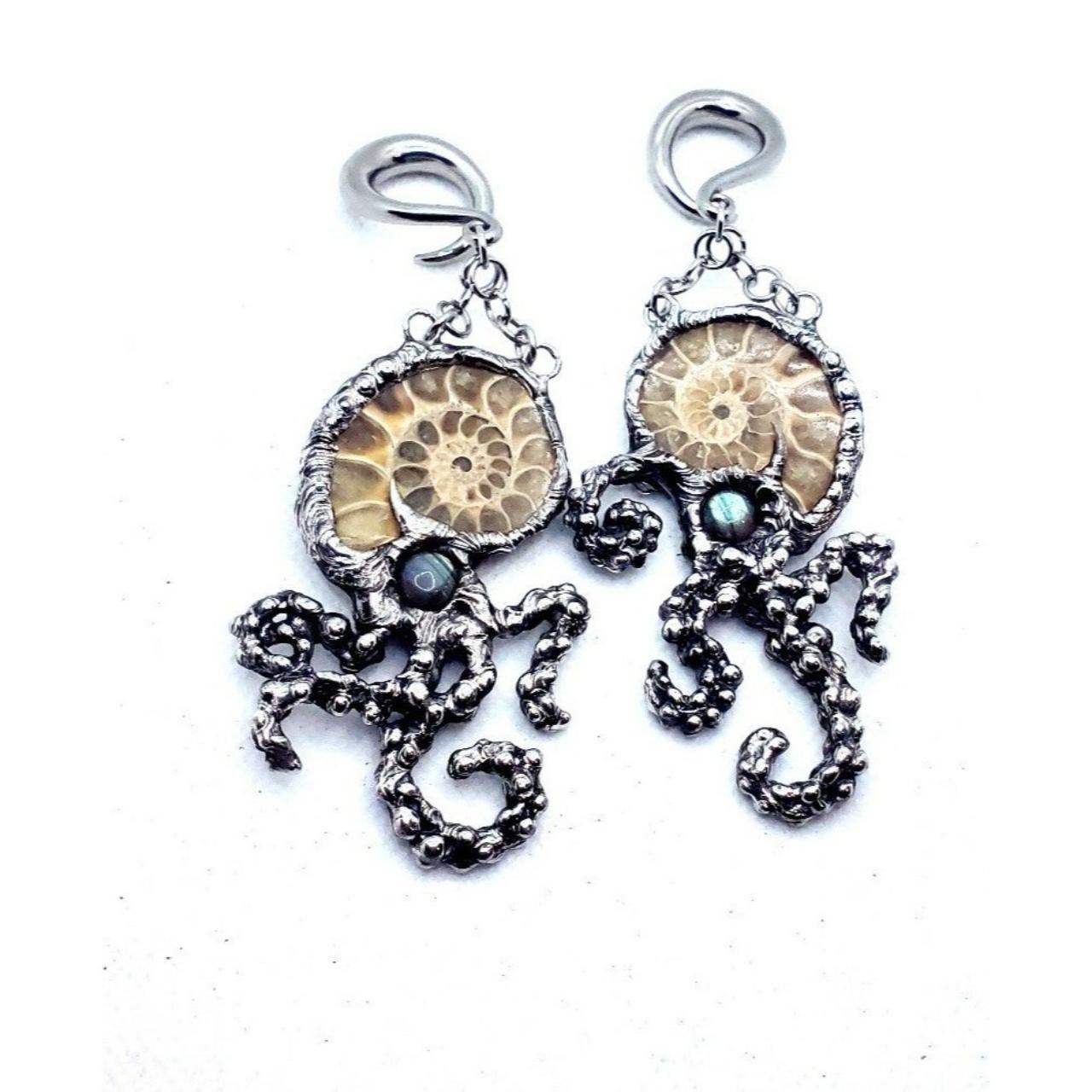 A cute handmade pair of Ammonite Fossil &... - Depop