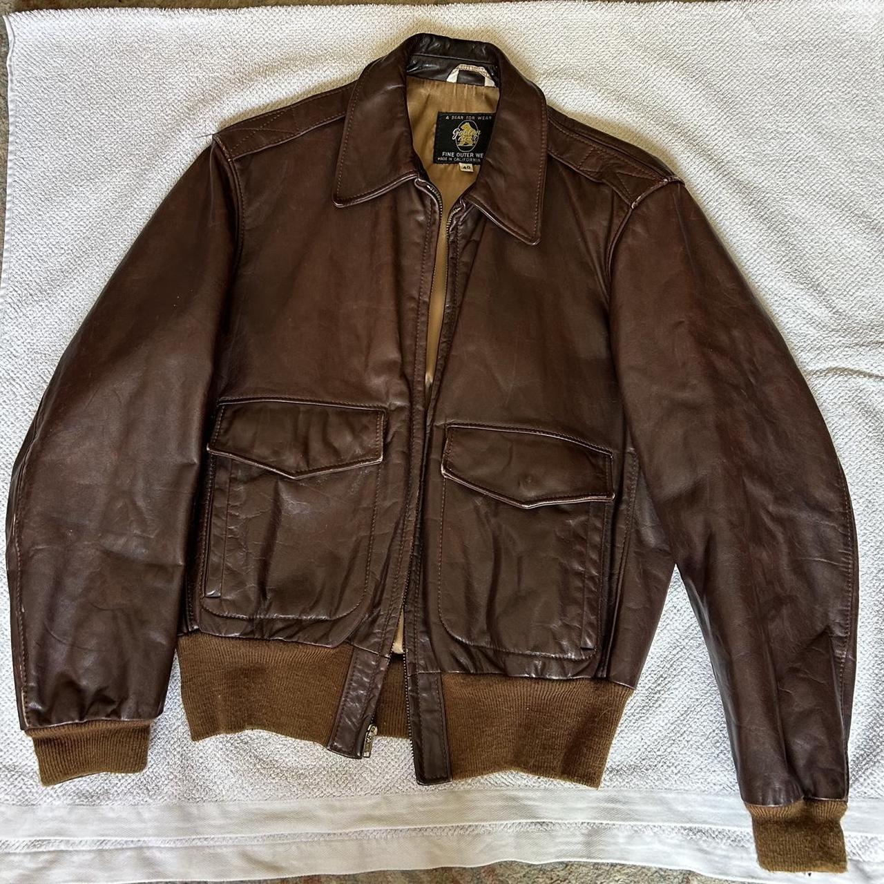 Vintage brown Golden Bear leather jacket 🐻Great... | Depop
