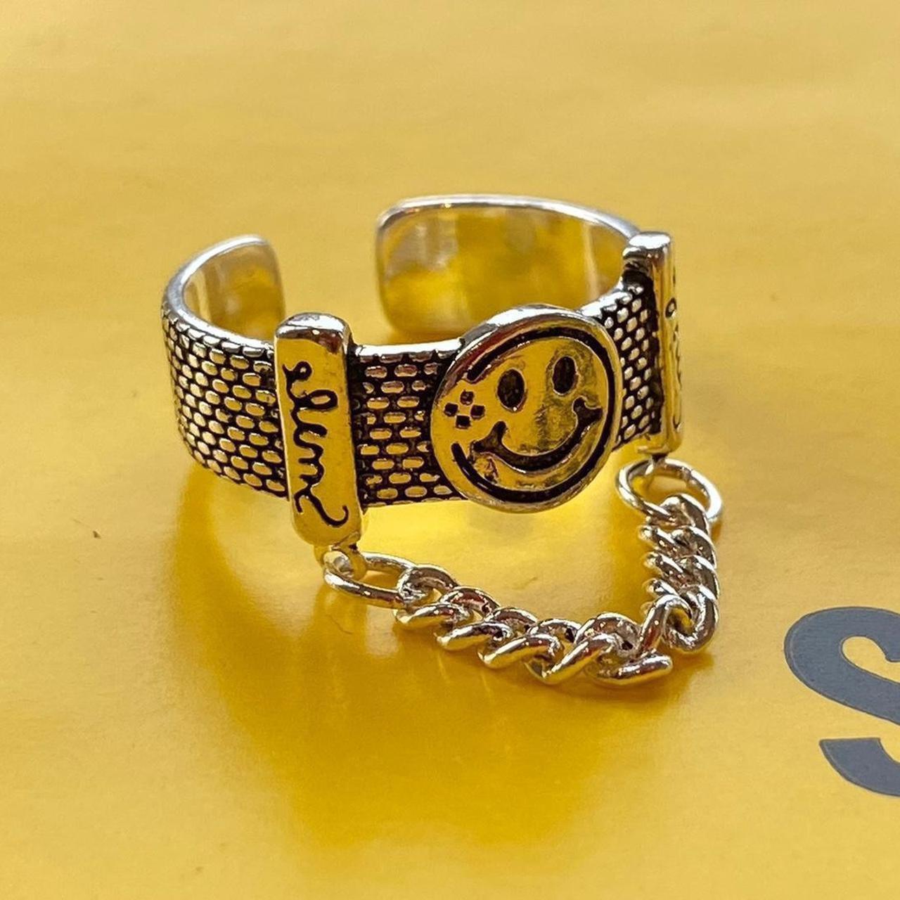Silver ring A playful smiley chain face ring. The... - Depop