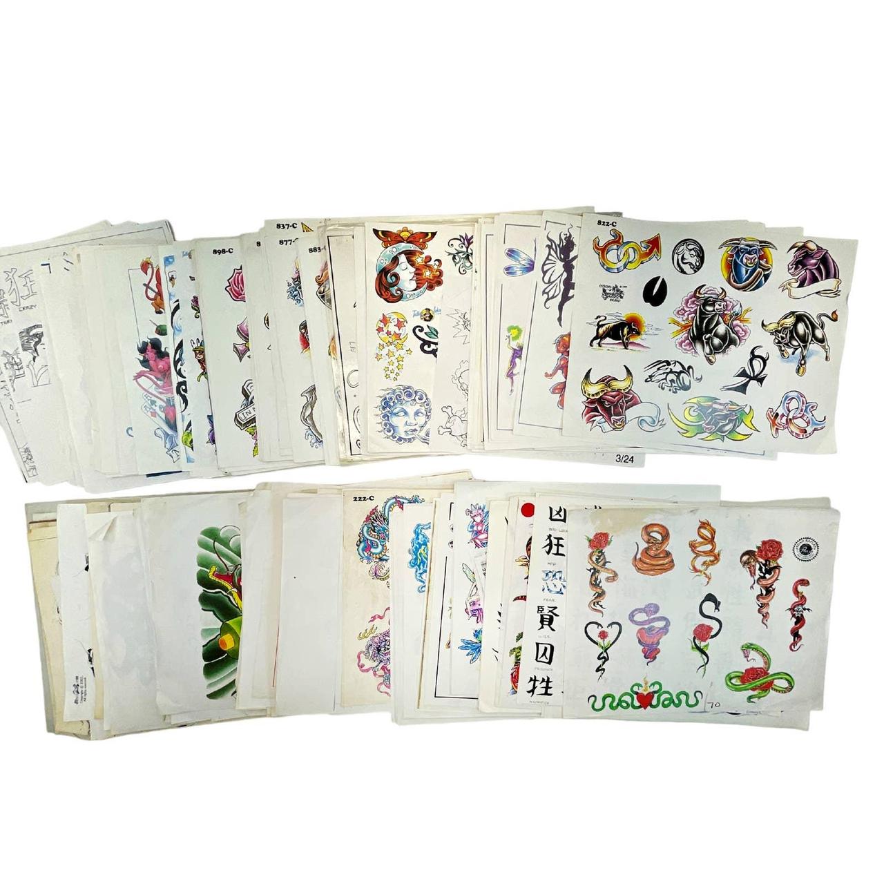 Vintage Flash Sheets Tattoo Huge 370+ Lot Dragon... - Depop