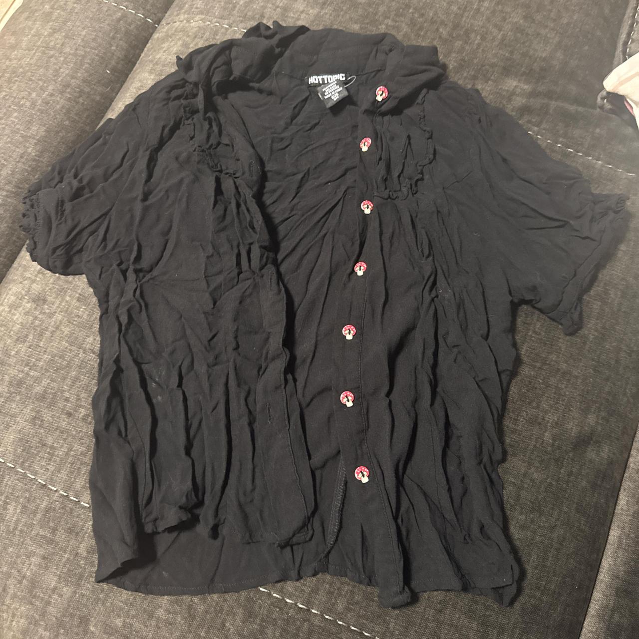 Black Hot Topic Button Up Cut Mushroom Top Women’s... | Depop