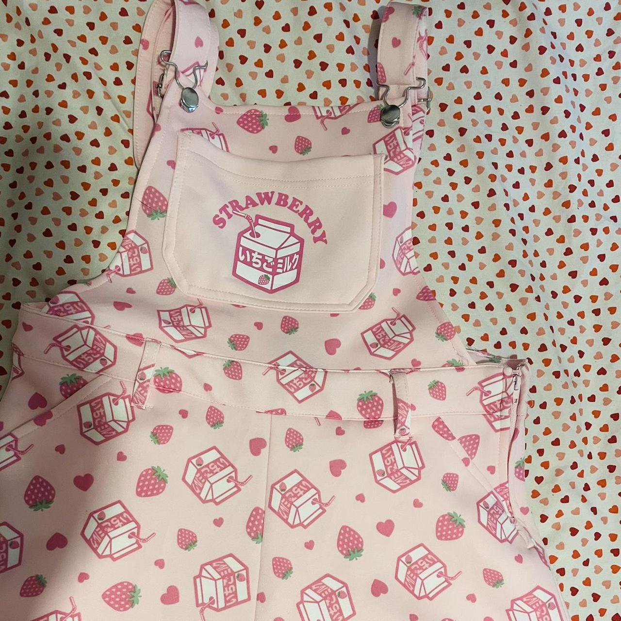 HotTopic strawberry milk overalls... - Depop