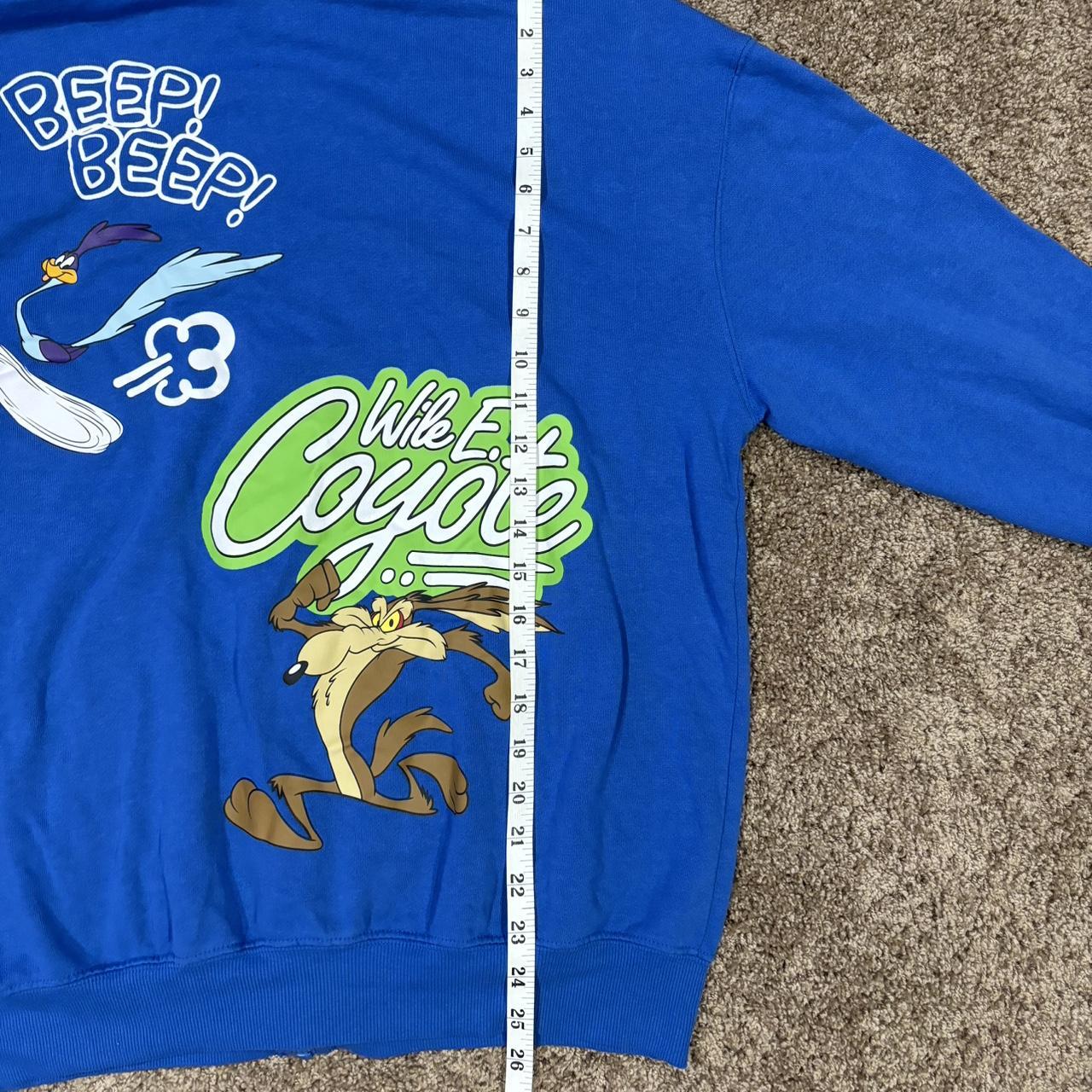 Vintage Blue Looney Tunes Road Runner Zip-Up Hoodie.... | Depop