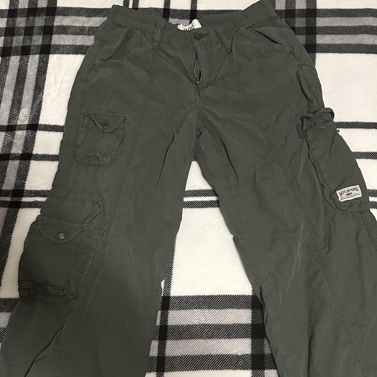 green BDG cargos originally $70, worn a few... - Depop