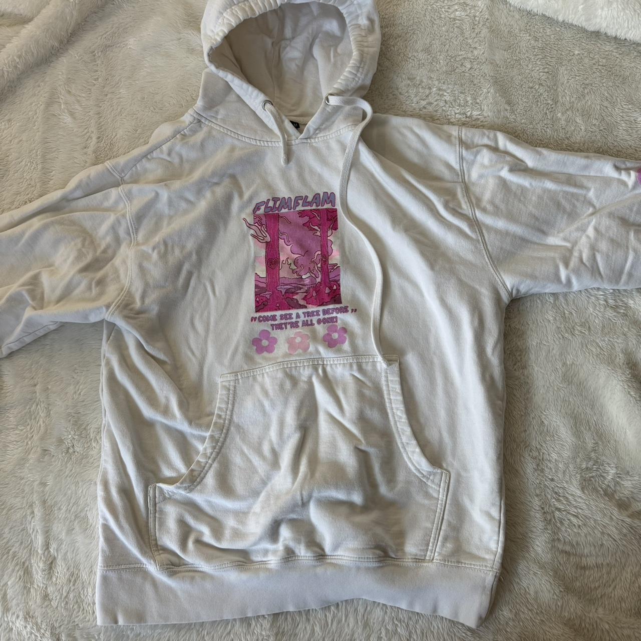 old flamingo merch pink and cream hoodie “come see... - Depop