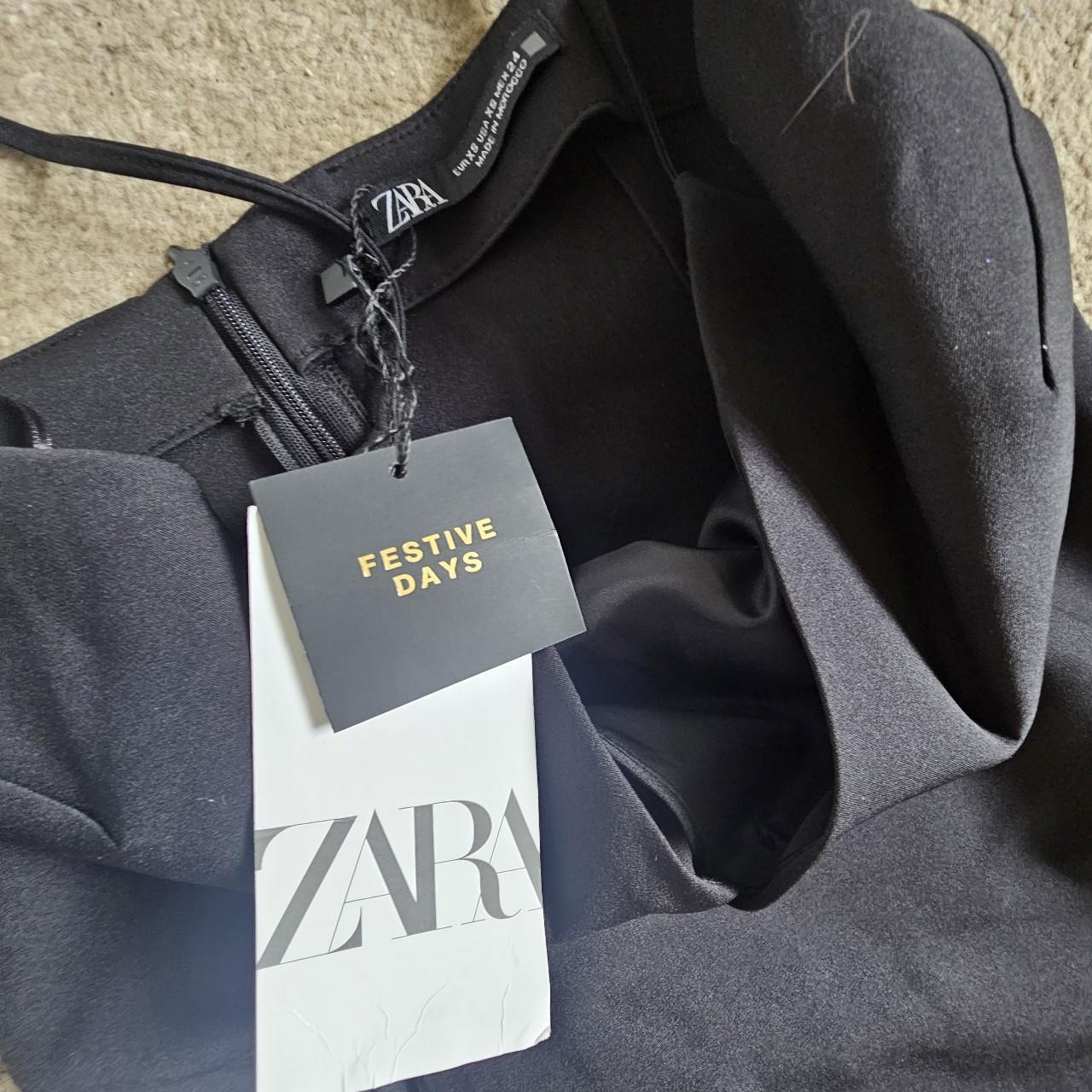 Zara Women's Black and Silver Dress | Depop