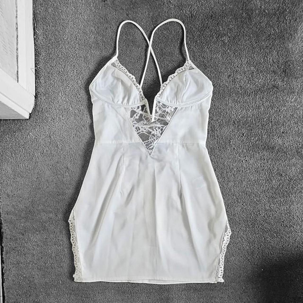Outcast white mini dress with underwire bra and lace... - Depop