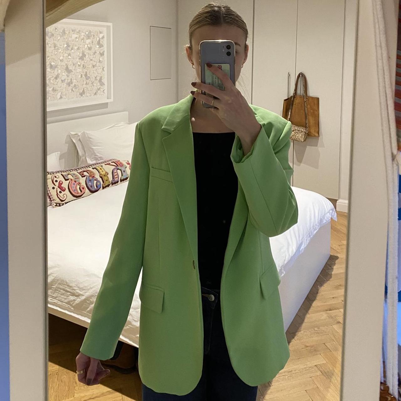 Zara lime green oversized blazer, such a lovely... - Depop