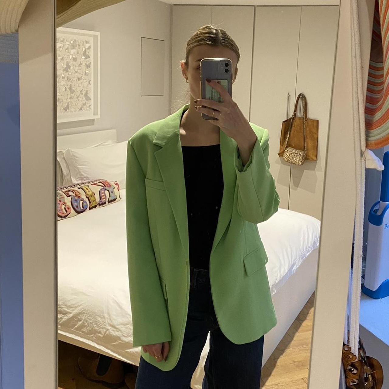 Zara lime green oversized blazer, such a lovely... - Depop