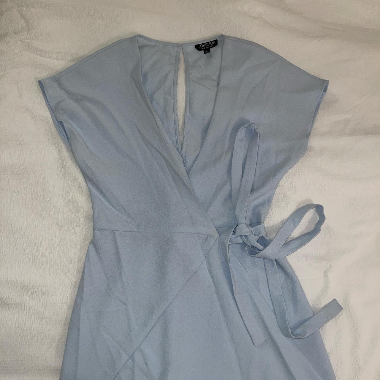 topshop baby blue dress w tie on side. sz us 0. - Depop