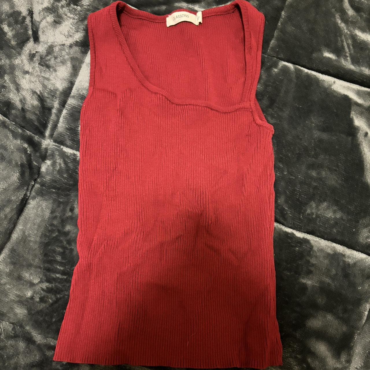 glassons red knit tank top perfect condition never... - Depop