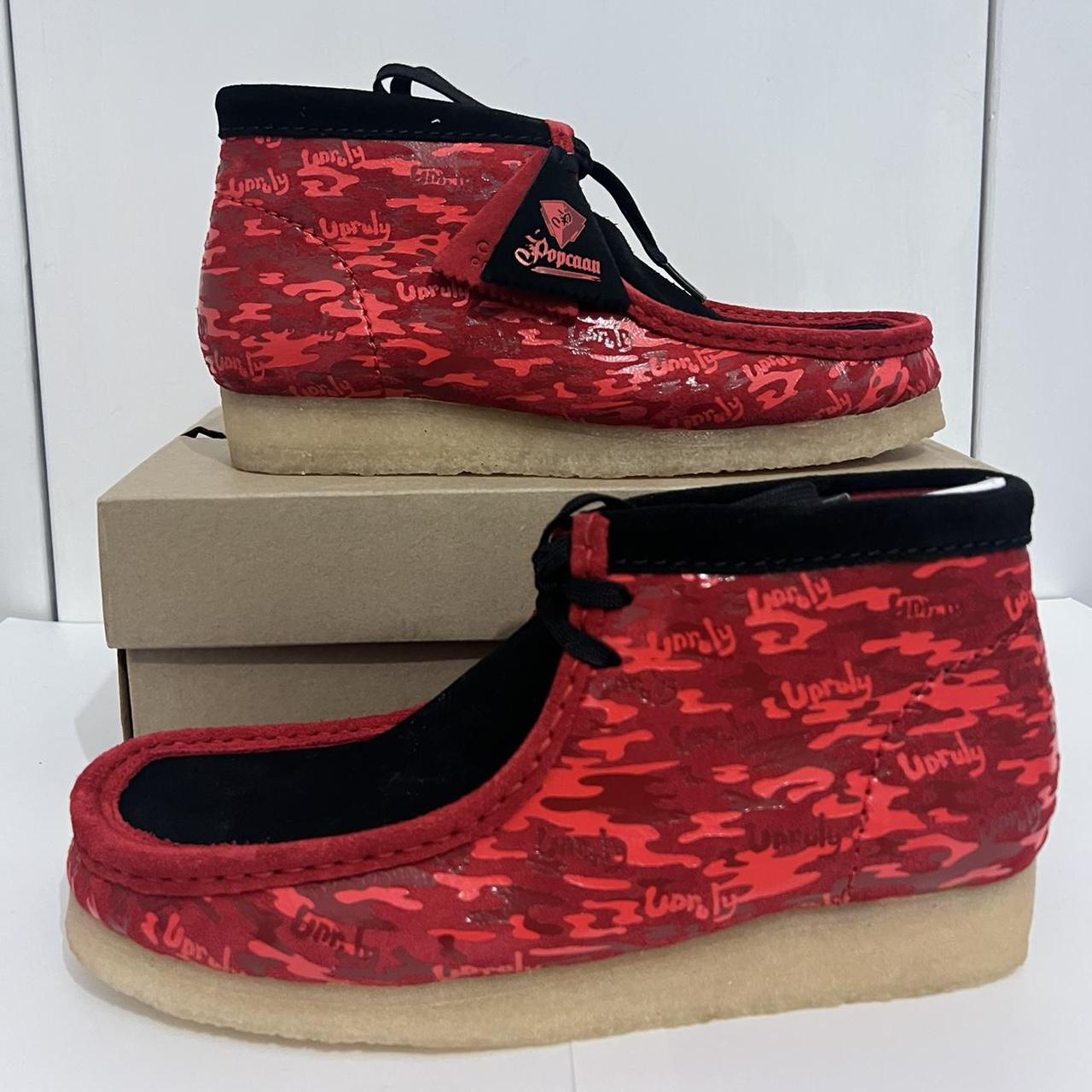 CLARKS Original Popcaan Collab Red Black Camouflage... - Depop
