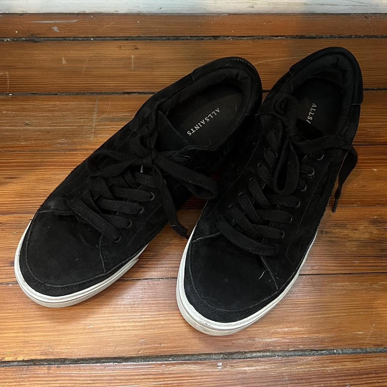 All Saints Trish low top suede sneaker in black! US... - Depop