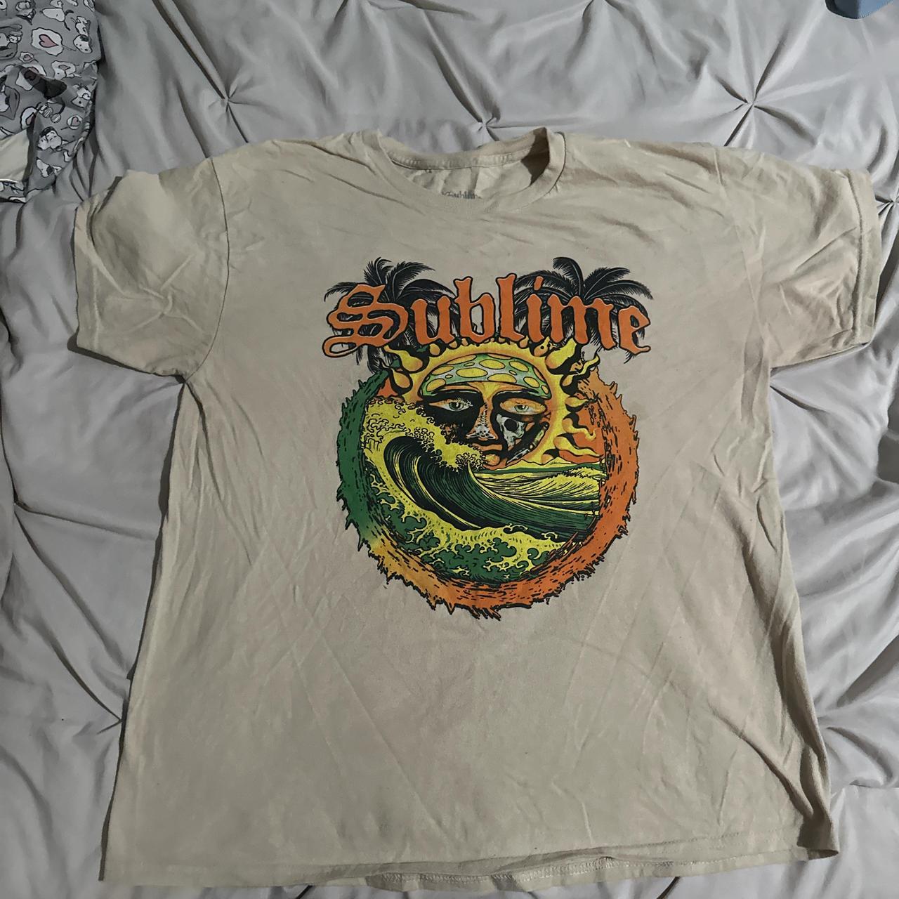 Cream and orange Sublime graphic tee Size L #skater | Depop