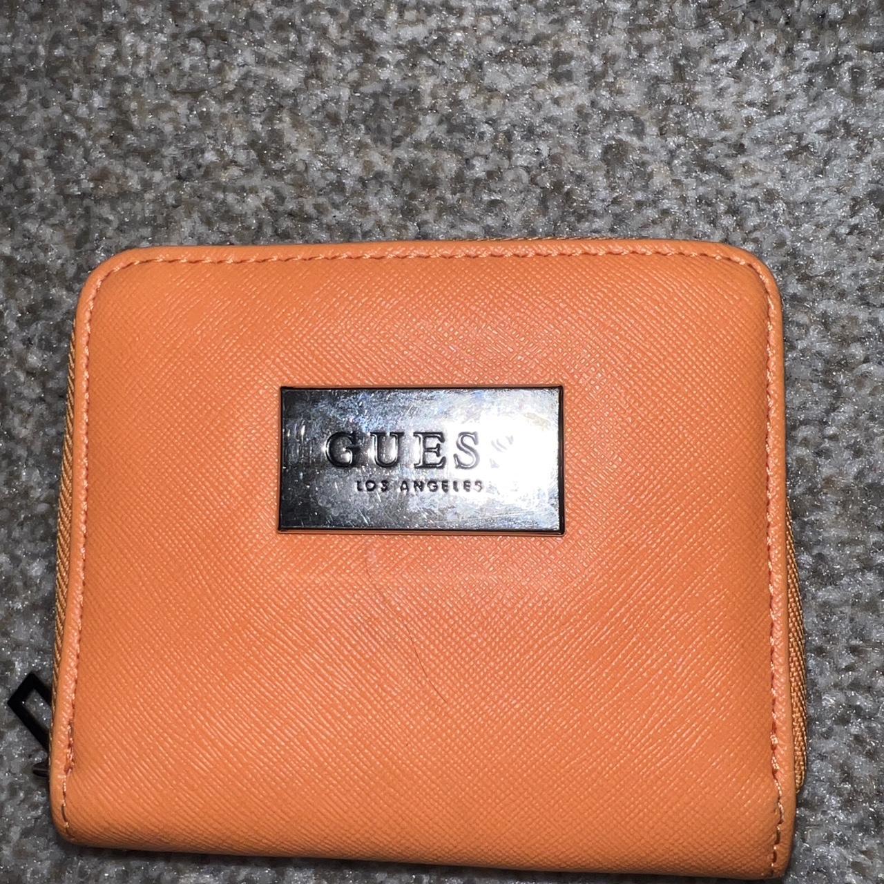 guess orange wallet minor signs of use so selling... - Depop