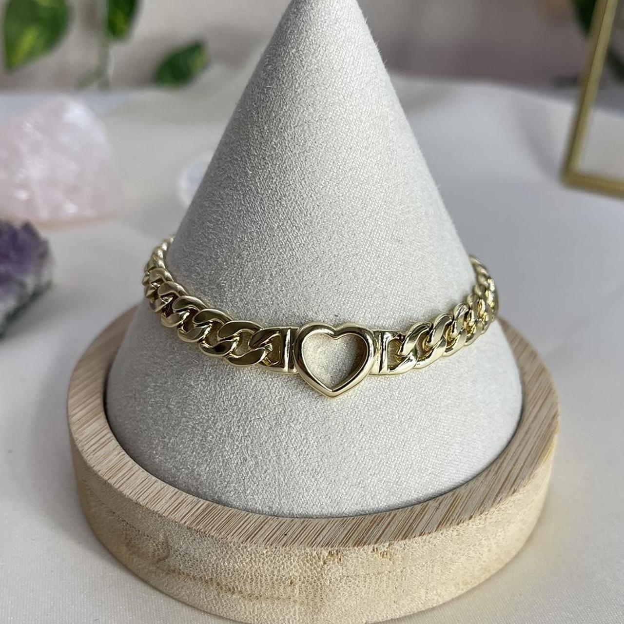 Heart Cuban Chain Bracelet 14k gold plated - Depop