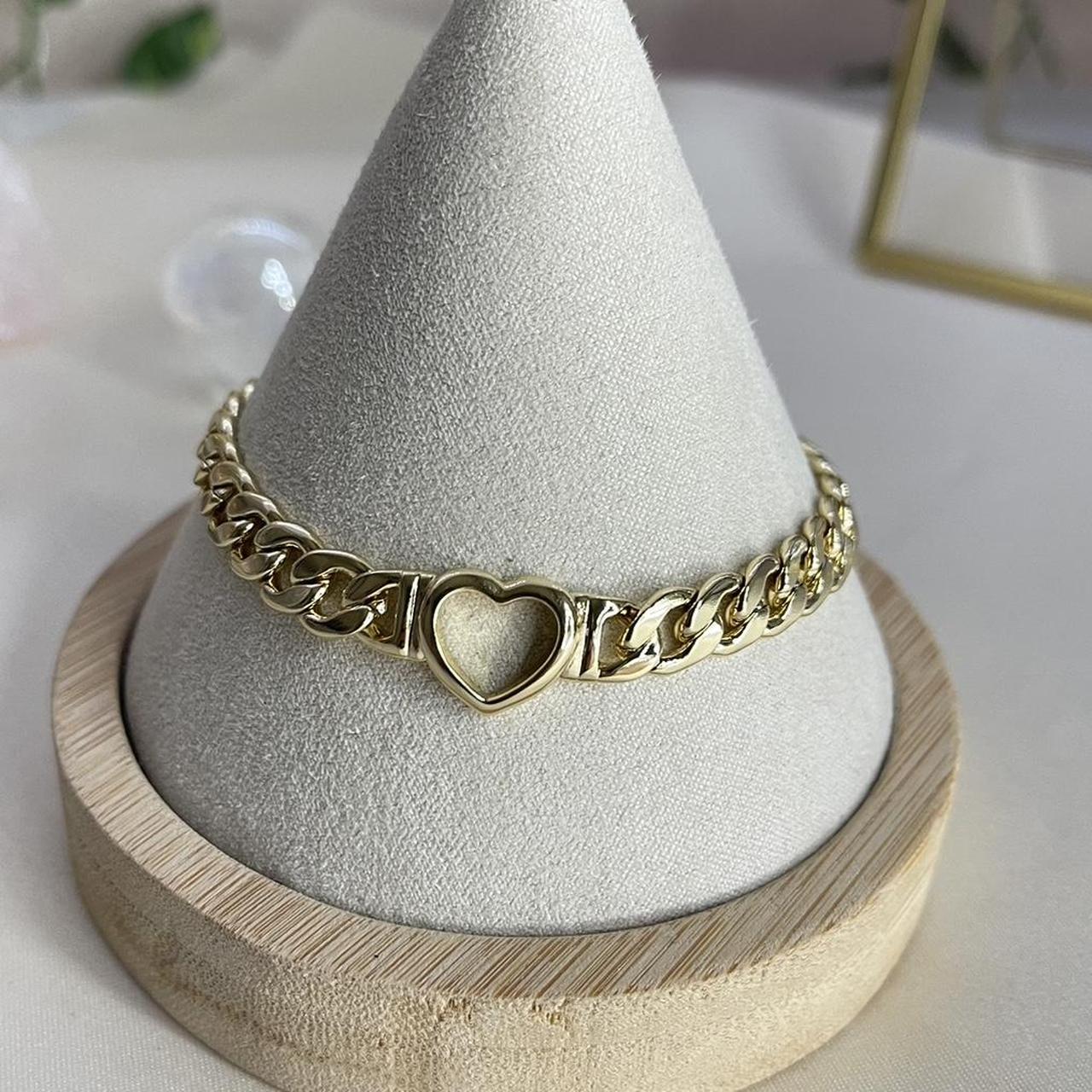 Heart Cuban Chain Bracelet 14k gold plated - Depop