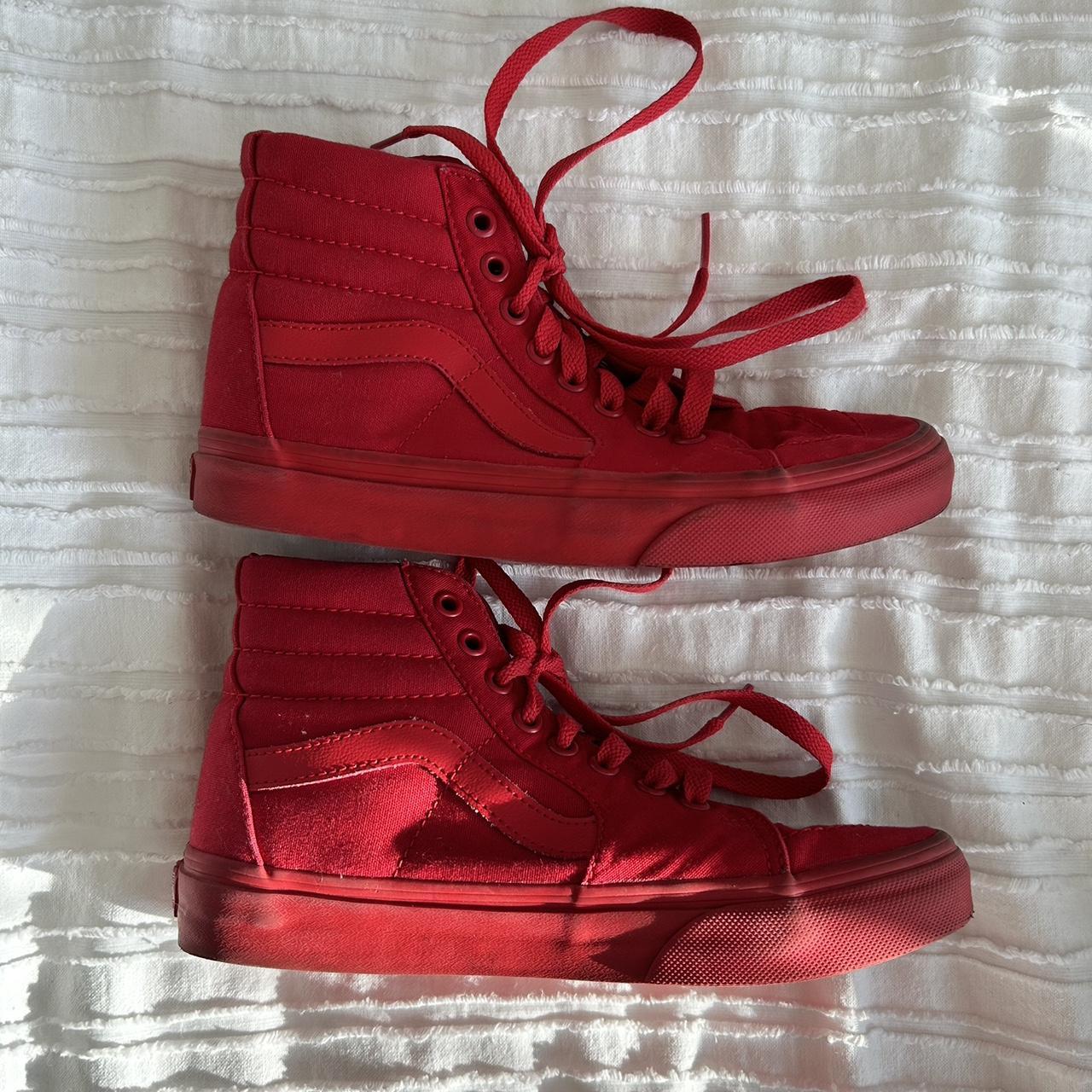 Vans Sk8-Hi Shoes Full Red, worn a handful of times... - Depop