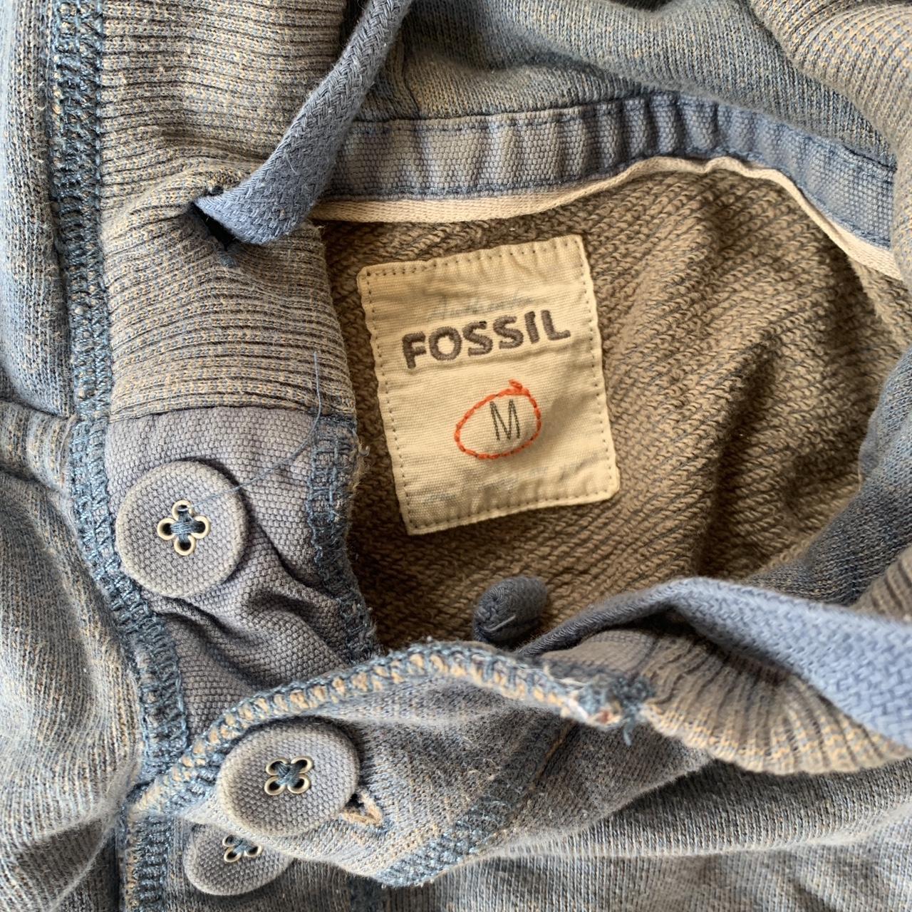 Fossil light blue quarter-buttoned hoodie sweatshirt... - Depop
