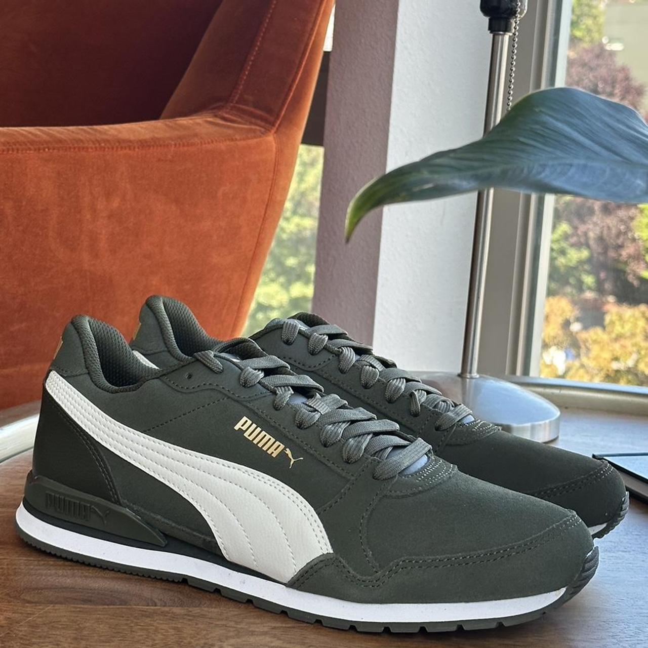 puma st runner v3 trainers | color: forest night... - Depop