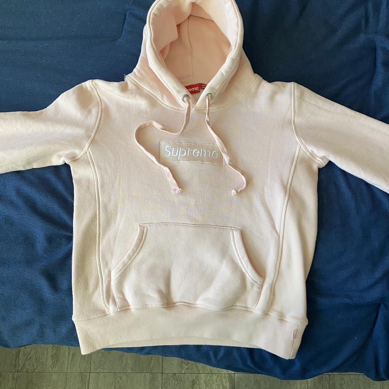 Pink Supreme Box Logo Hoodie, Size S but fits... | Depop