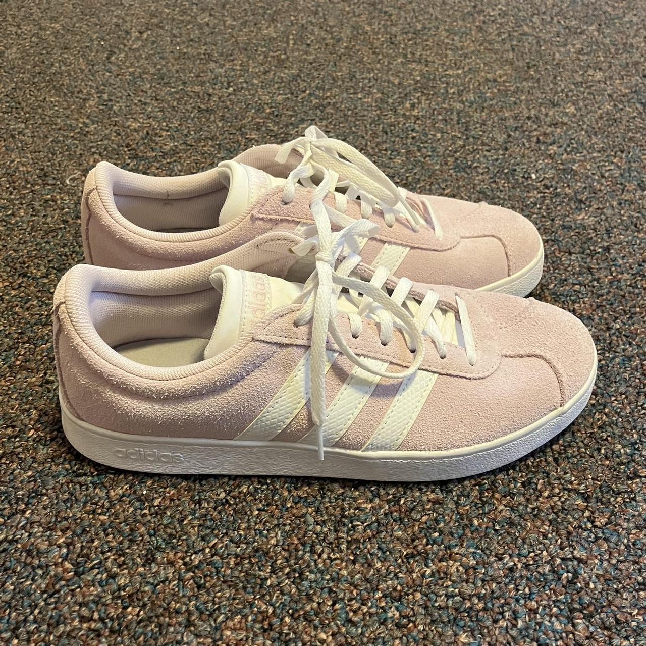 Adidas pastel pink and white sneakers Woman’s... - Depop