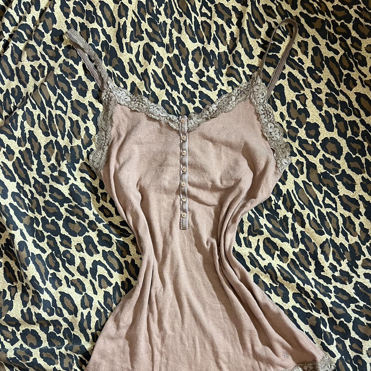 SOL Brown & Tan Lace Cami Size XL No stains holes... - Depop