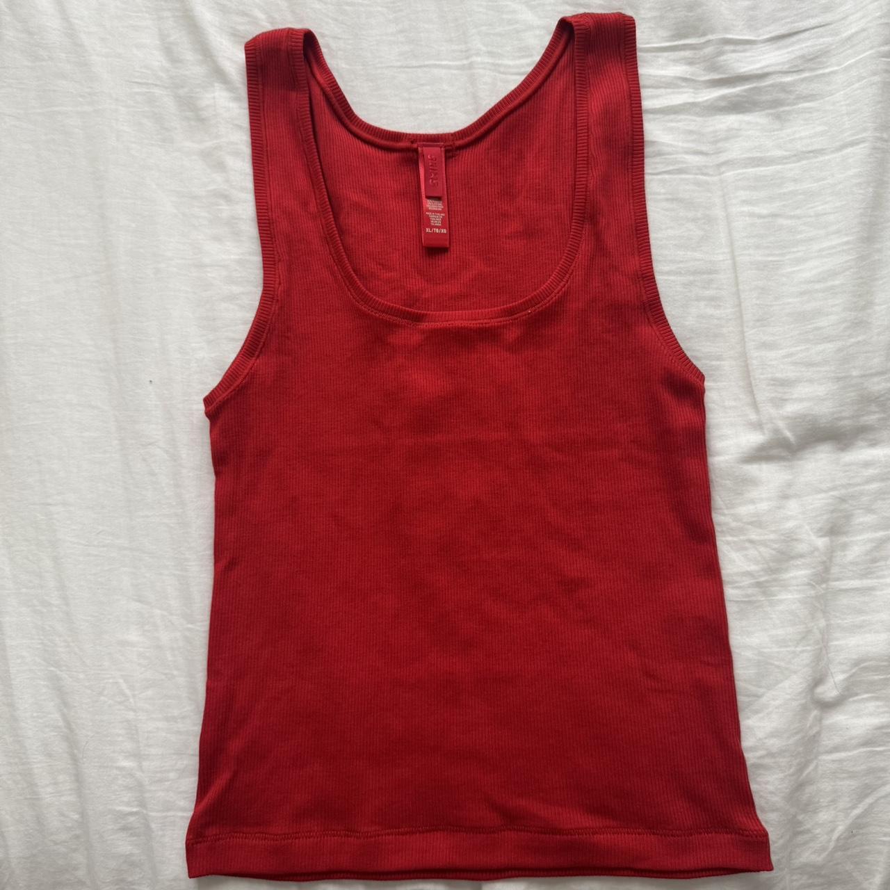 SKIMS RED RIBBED TANK Size XL Never worn #skims #tank | Depop
