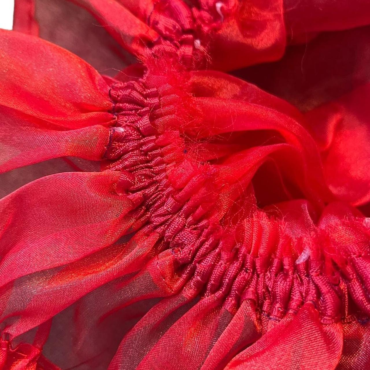 Sheer red bonnet with rosettes! Super charming... - Depop