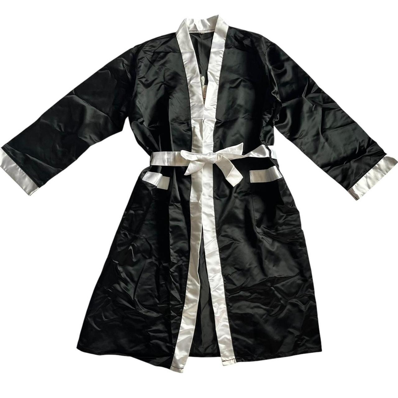 Floral embroidered satin robe! Silky shiny... | Depop