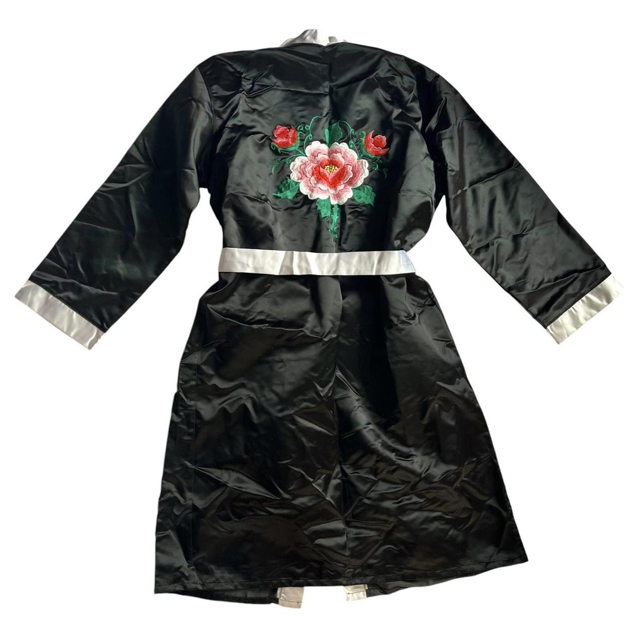 Floral embroidered satin robe! Silky shiny... | Depop