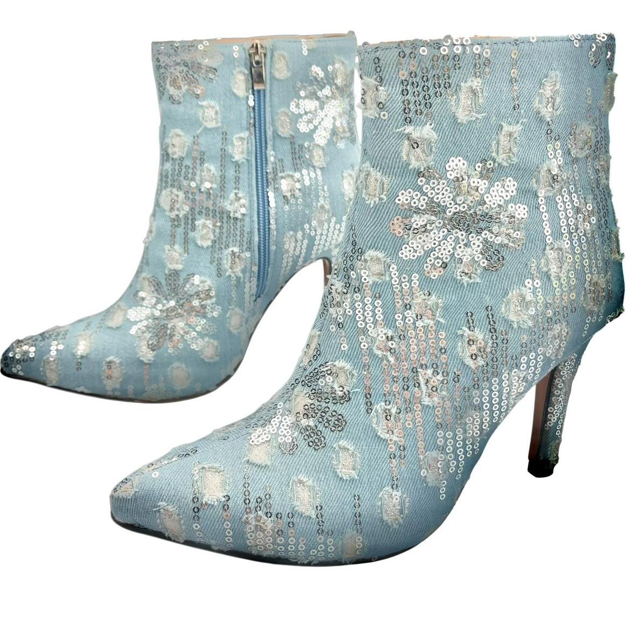 Sequined mermaid boots! So sparkly! So frosty!... | Depop