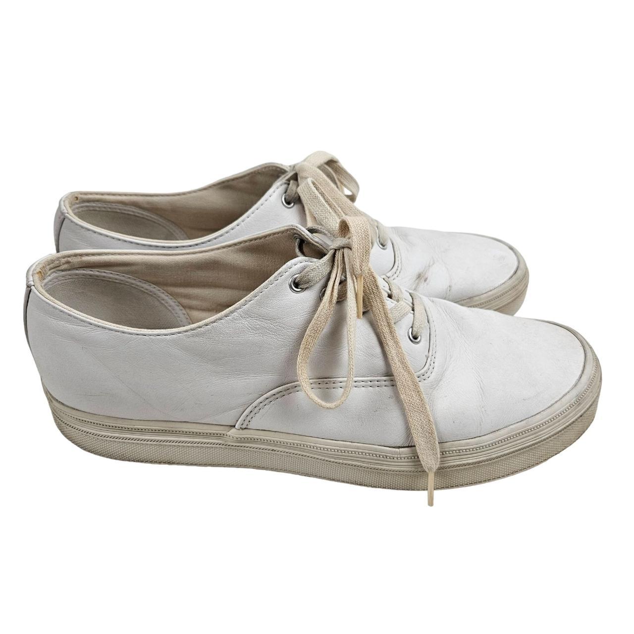 Vintage Keds Shoes Womens 10 White Leather Lace Up... - Depop