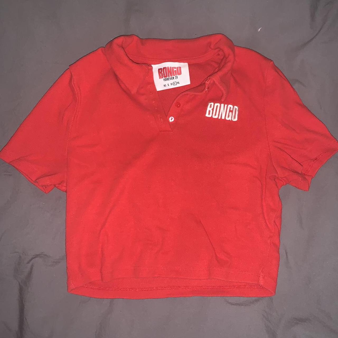 red cropped bongo label t-shirt from forever 21 x... | Depop