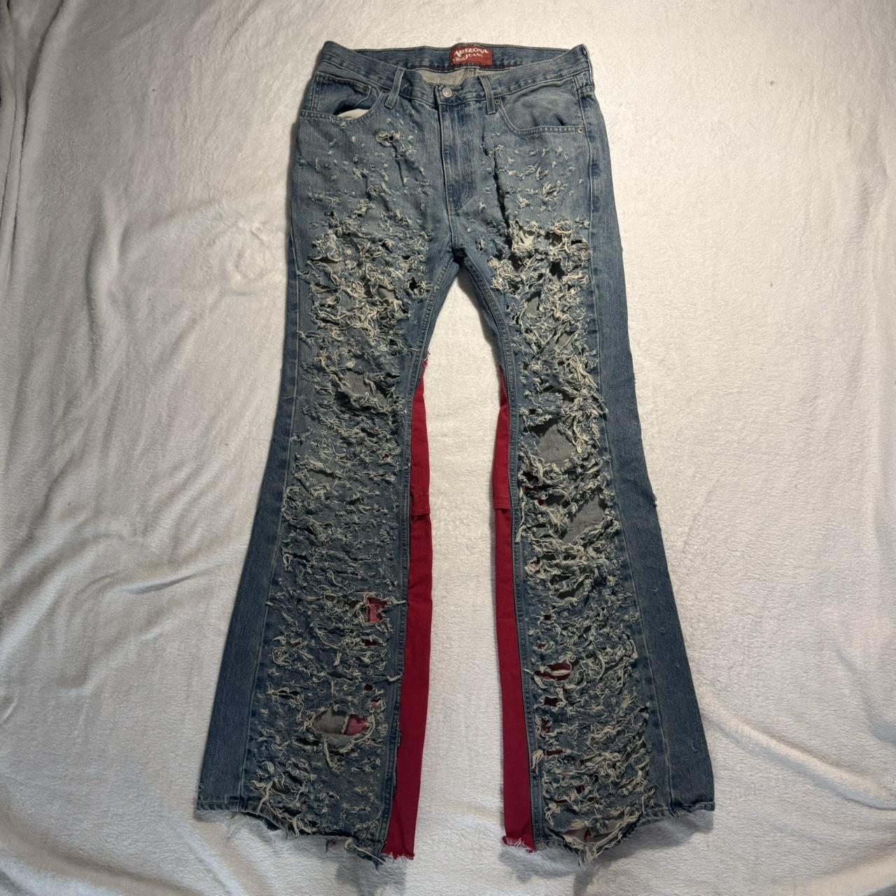 Custom 1 of 1 Flared Jeans 32x36 Handmade using... - Depop