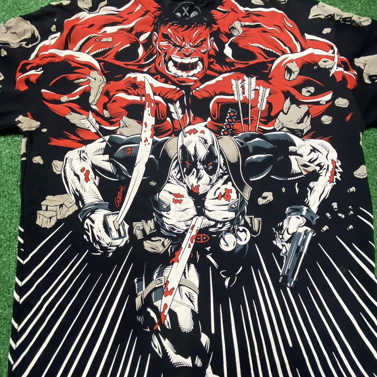 Deadpool Red Hulk All Over Print Tee Size L Marvel... - Depop