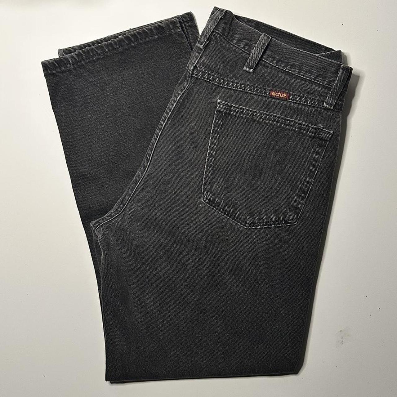 Vintage Faded Black Rustler Denim Jeans 36x30 8” leg... - Depop